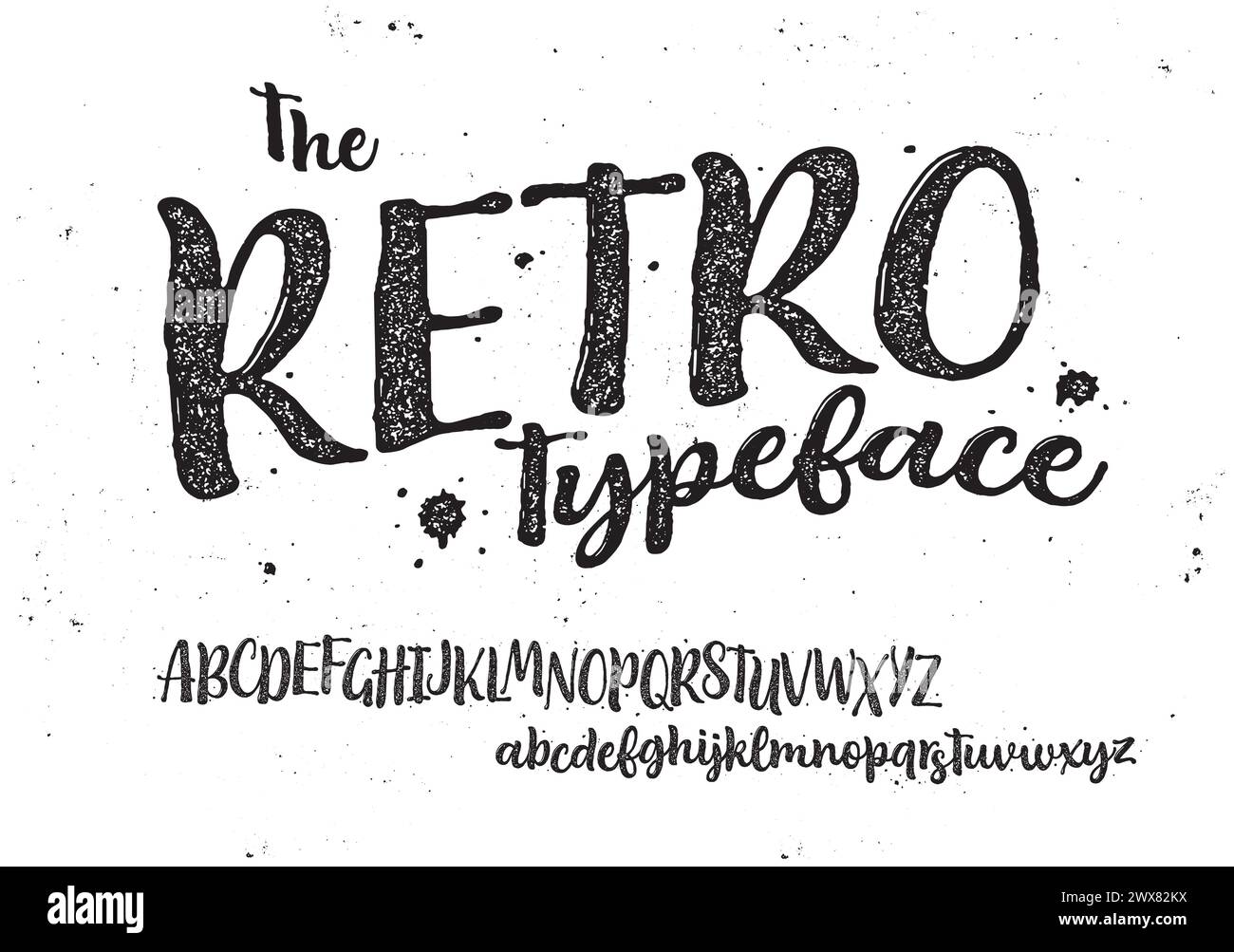 Lettering font isolated on white background. Texture alphabet. Vector ...