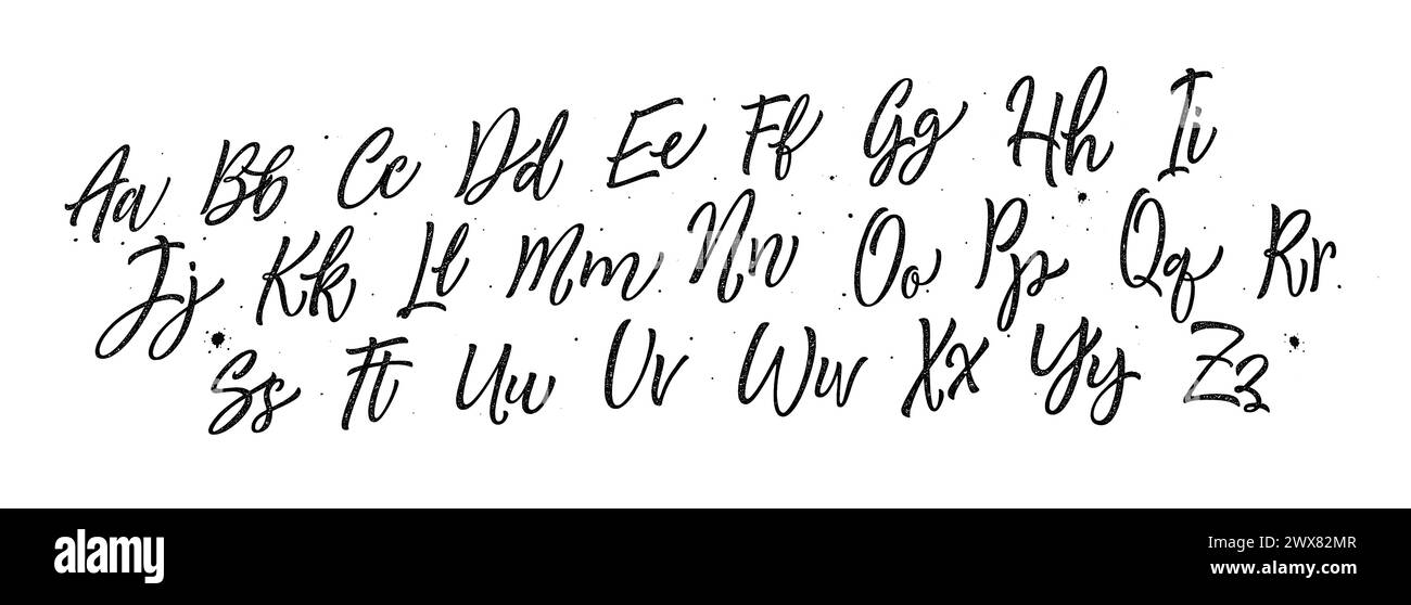 Lettering font isolated on white background. Texture alphabet. Vector ...