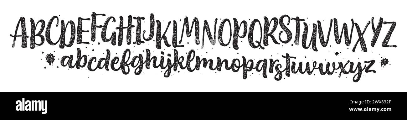 Lettering font isolated on white background. Texture alphabet. Vector ...