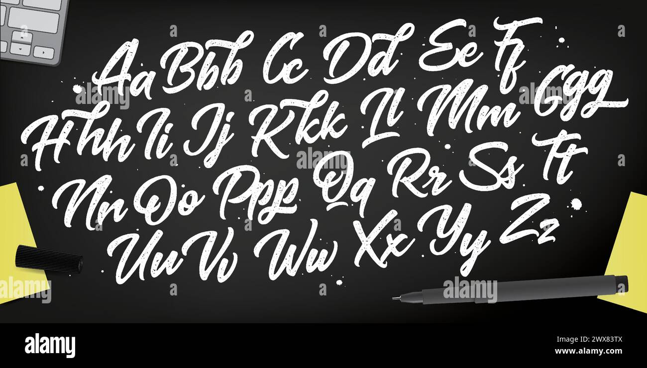 Lettering font isolated on white background. Texture alphabet. Vector ...