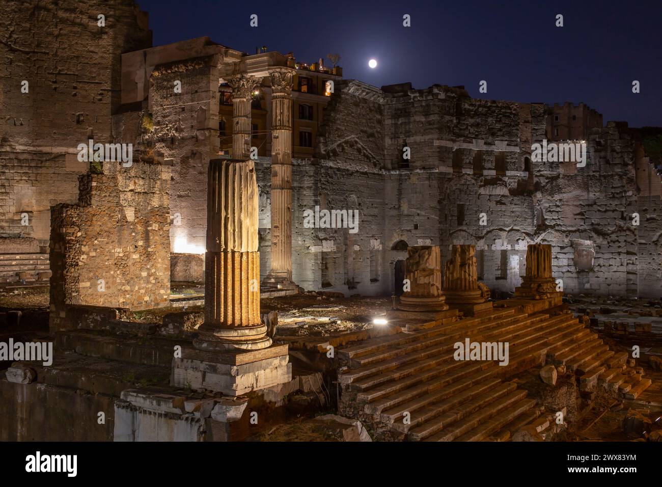 Roman Forum in Rome, Italy at night Stock Photo - Alamy