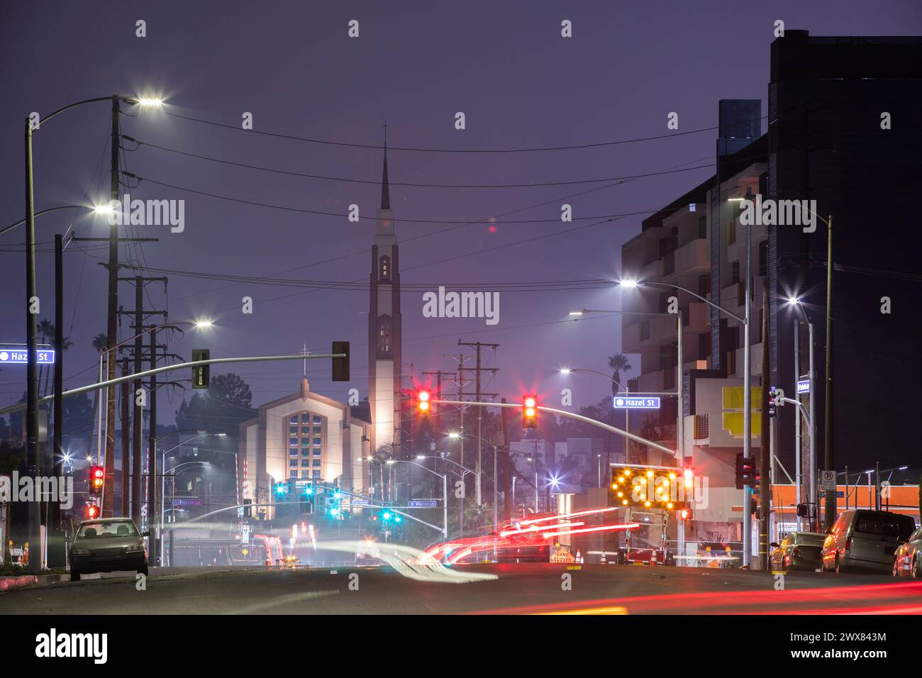 Inglewood, California, USA - October 7, 2022: Evening traffic passes ...
