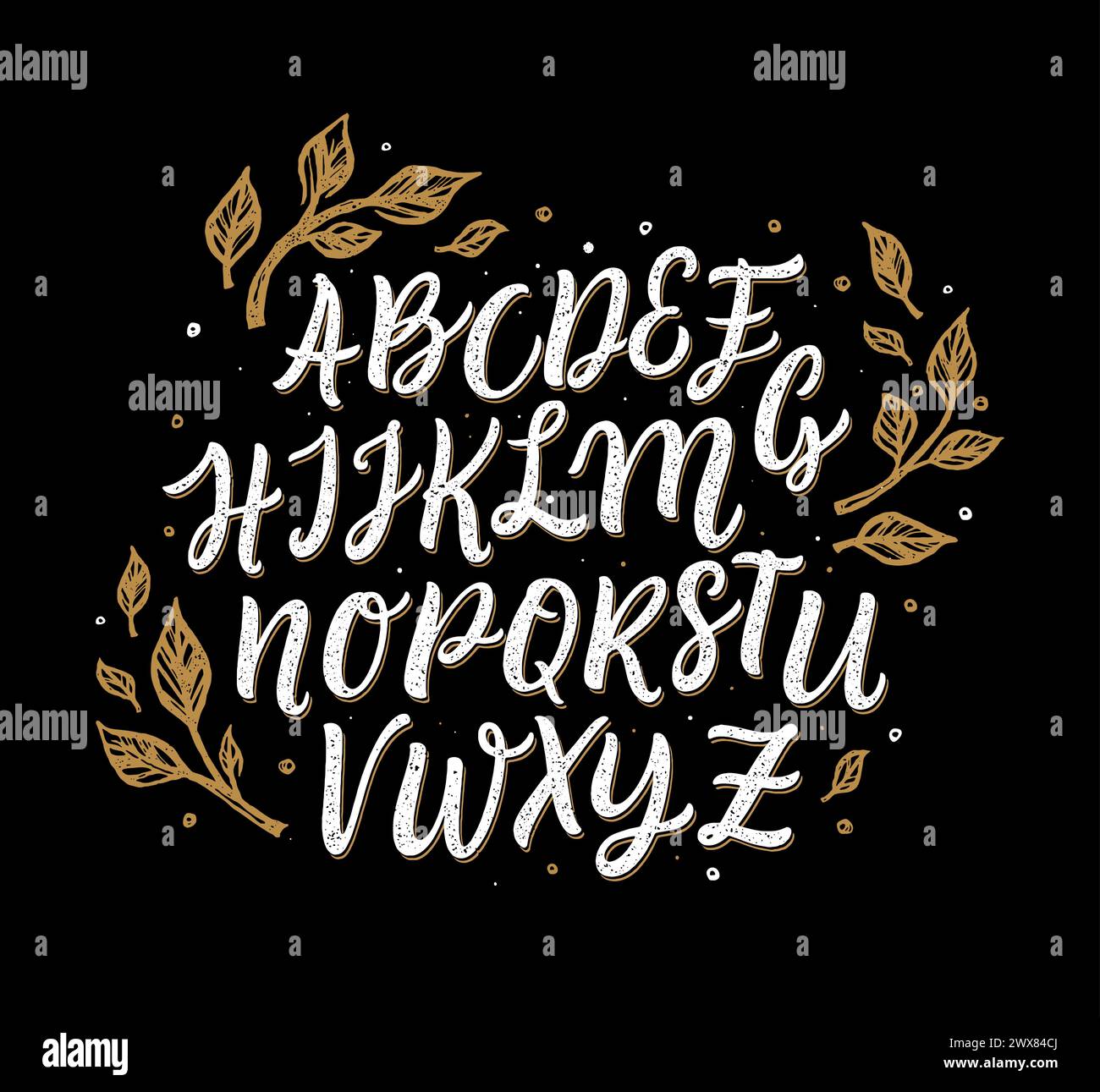 Lettering font isolated on white background. Texture alphabet. Vector ...