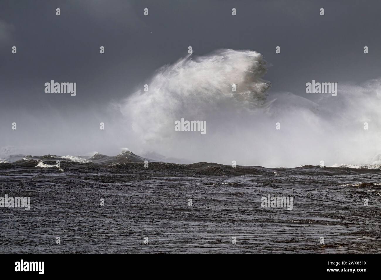 Huge stormy sea wave splash. Douro river mouth, northern portuguese ...