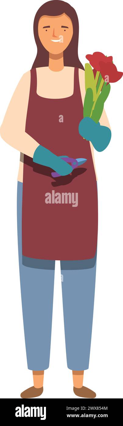 Care flower bouquet icon cartoon vector. Funny face home. Good portrait ...