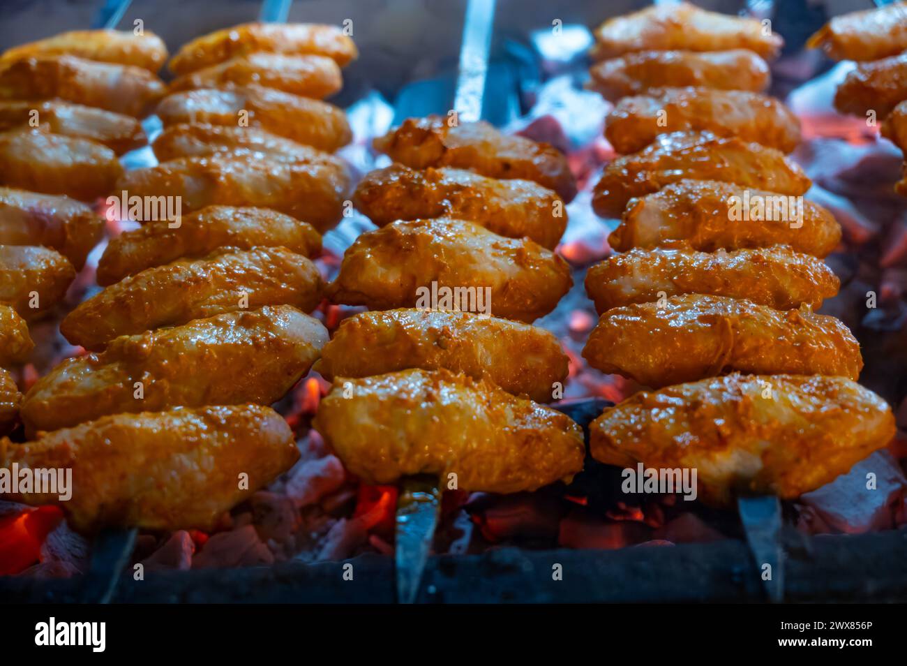 Turkish mixed grill meat, chicken wings, lamb, beef shashlik, kebab ...