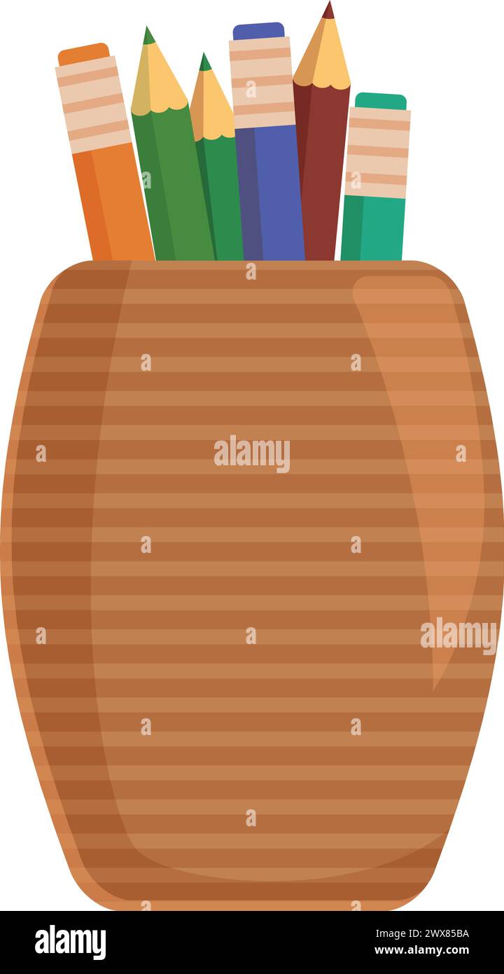 Pencil stand icon cartoon vector. Art creative design. Wood work draw ...