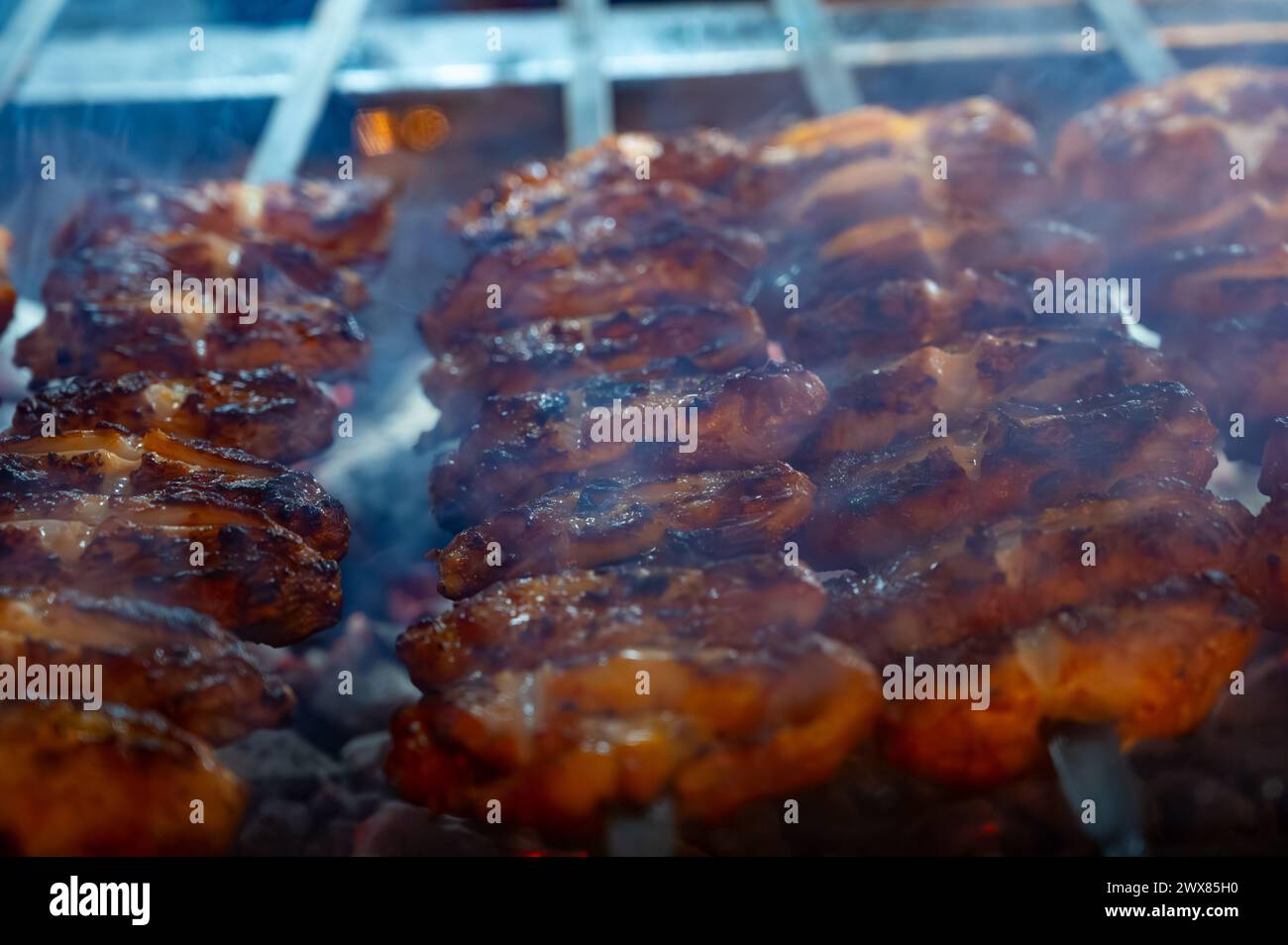 Turkish mixed grill meat, chicken wings, lamb, beef shashlik, kebab ...