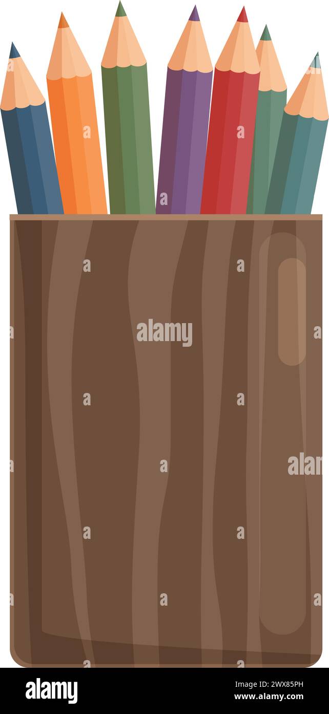 Design office desk icon cartoon vector. Pencil stand. Container graphic ...