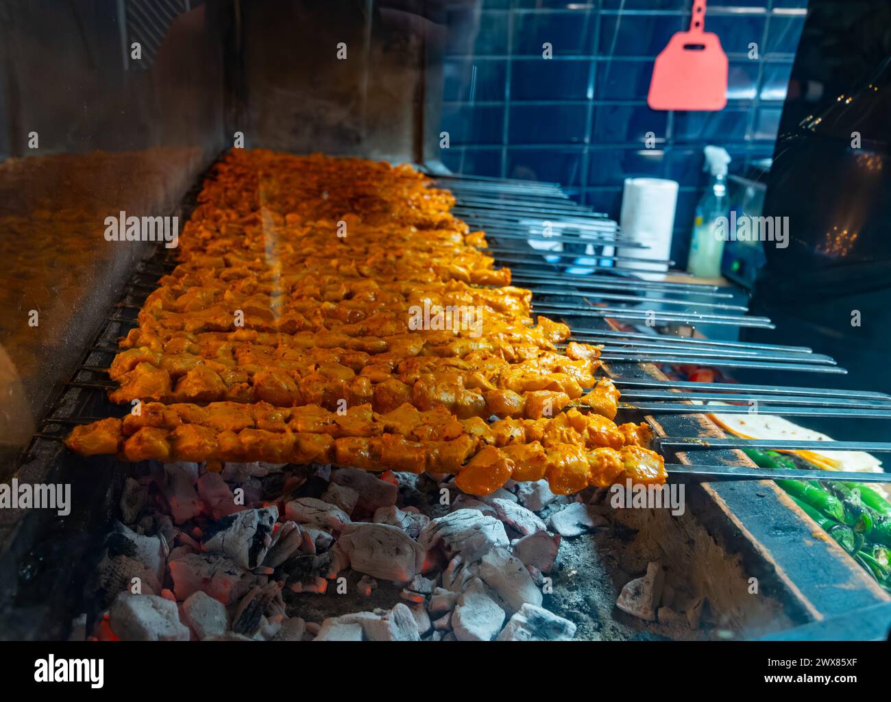 Turkish mixed grill meat, chicken wings, lamb, beef shashlik, kebab ...