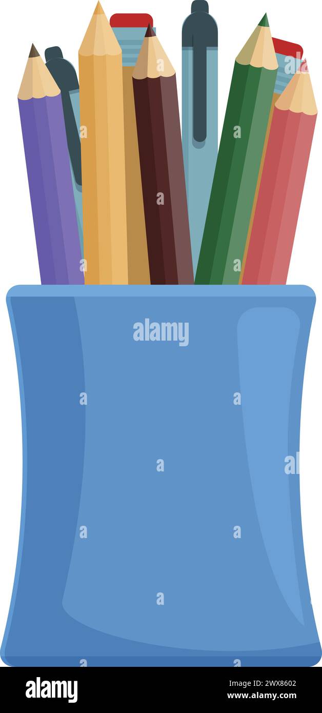 Paint draw pencil stand icon cartoon vector. Holder art. Design ...