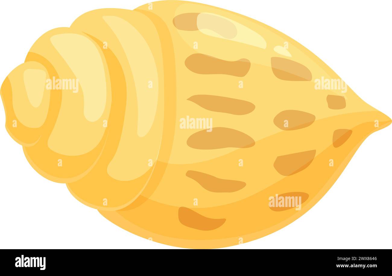 Yellow sea shell icon cartoon vector. Ocean food. Water clam conch ...