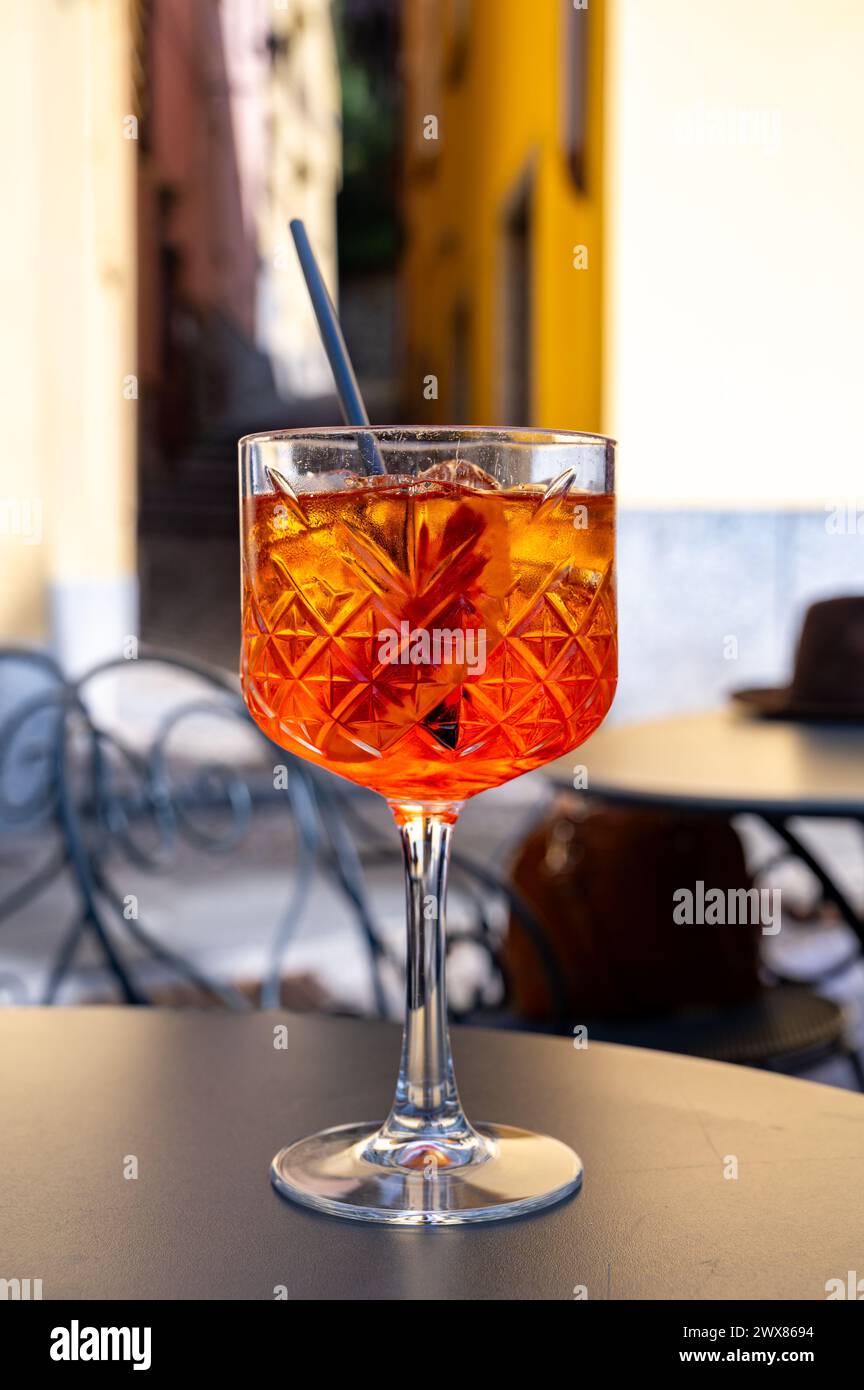 Aperol Spritz orange bitter long drink cocktail made with liqueur ...