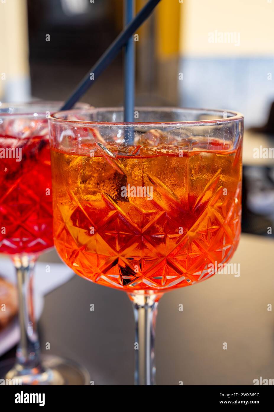 Aperol and Campari Spritz orange bitter long drink cocktail made with ...