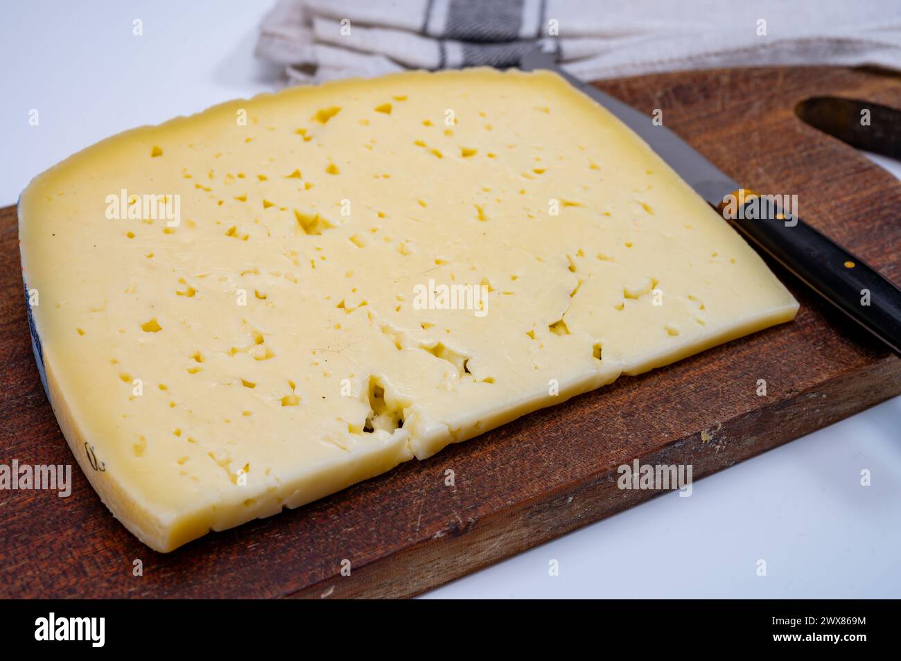 Fresh Asiago cow's milk cheese, produced in Asiago in Italy, different ...
