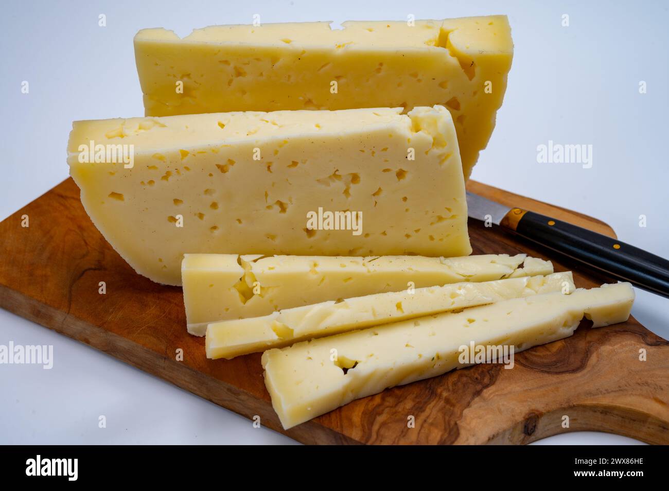 Fresh Asiago cow's milk cheese, produced in Asiago in Italy, different ...