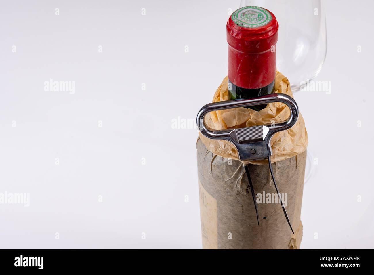 Corkscrew for opening of very old vintage bottles of wine, twin-prong ...