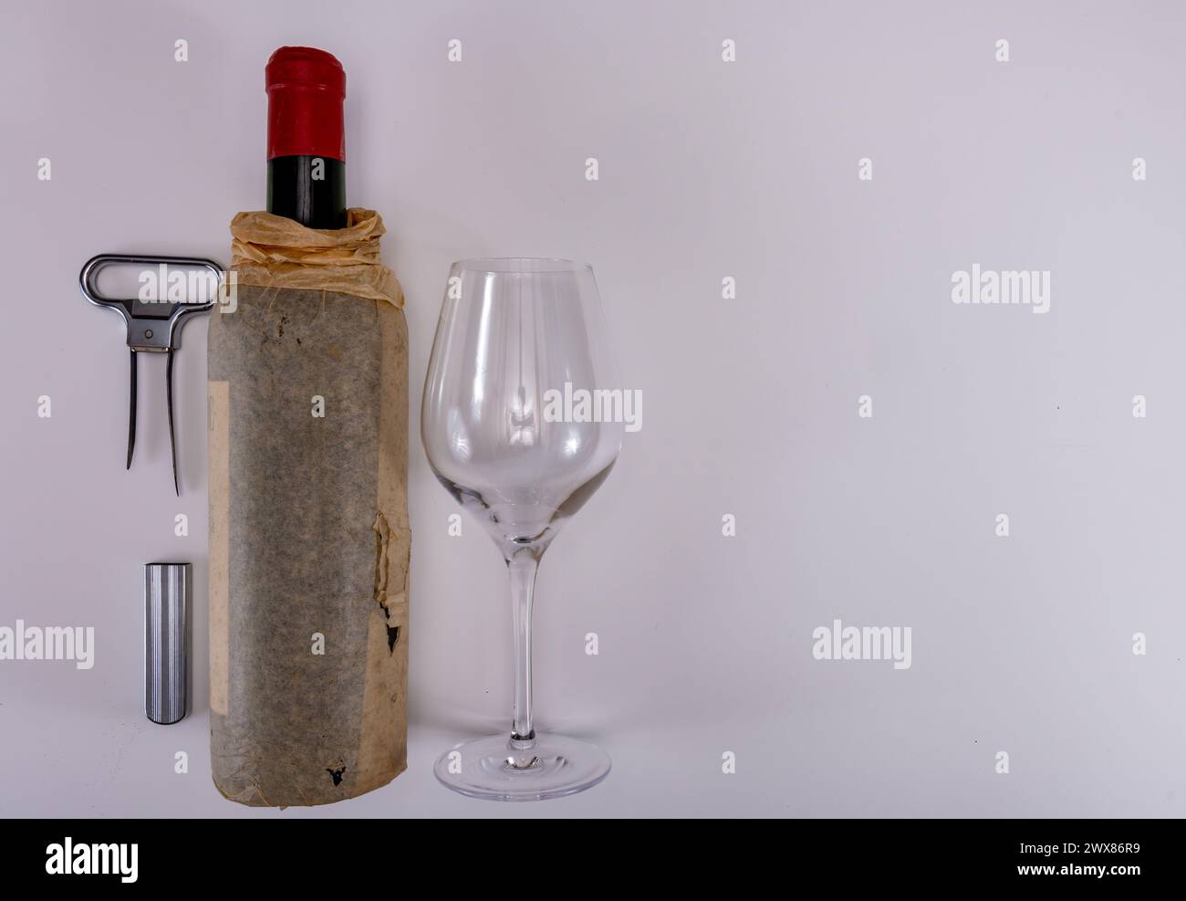 Corkscrew for opening of very old vintage bottles of wine, twin-prong ...