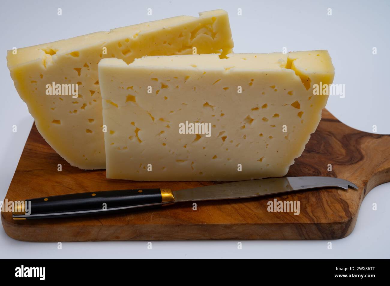 Fresh Asiago cow's milk cheese, produced in Asiago in Italy, different ...