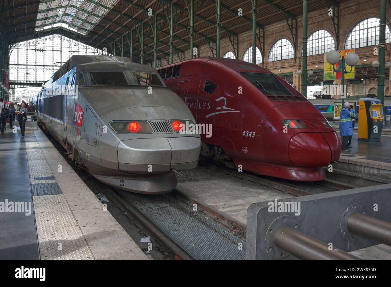 Paris, France - June 25 2007: TGV Atlantique and Thalys at Gare du Nord ...