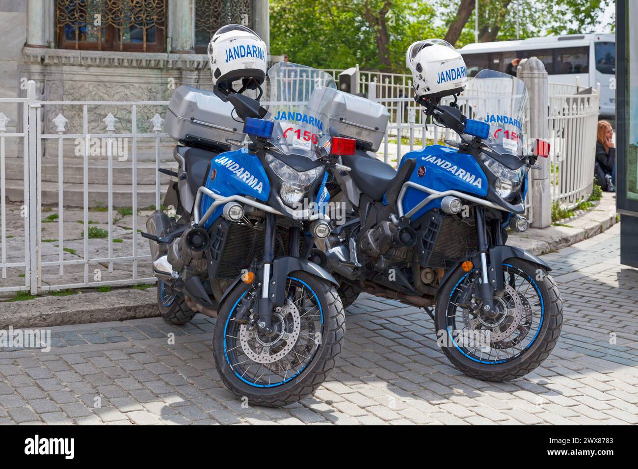 Istanbul, Turkey - May 09 2019: Two motorcycles of the Jandarma ...