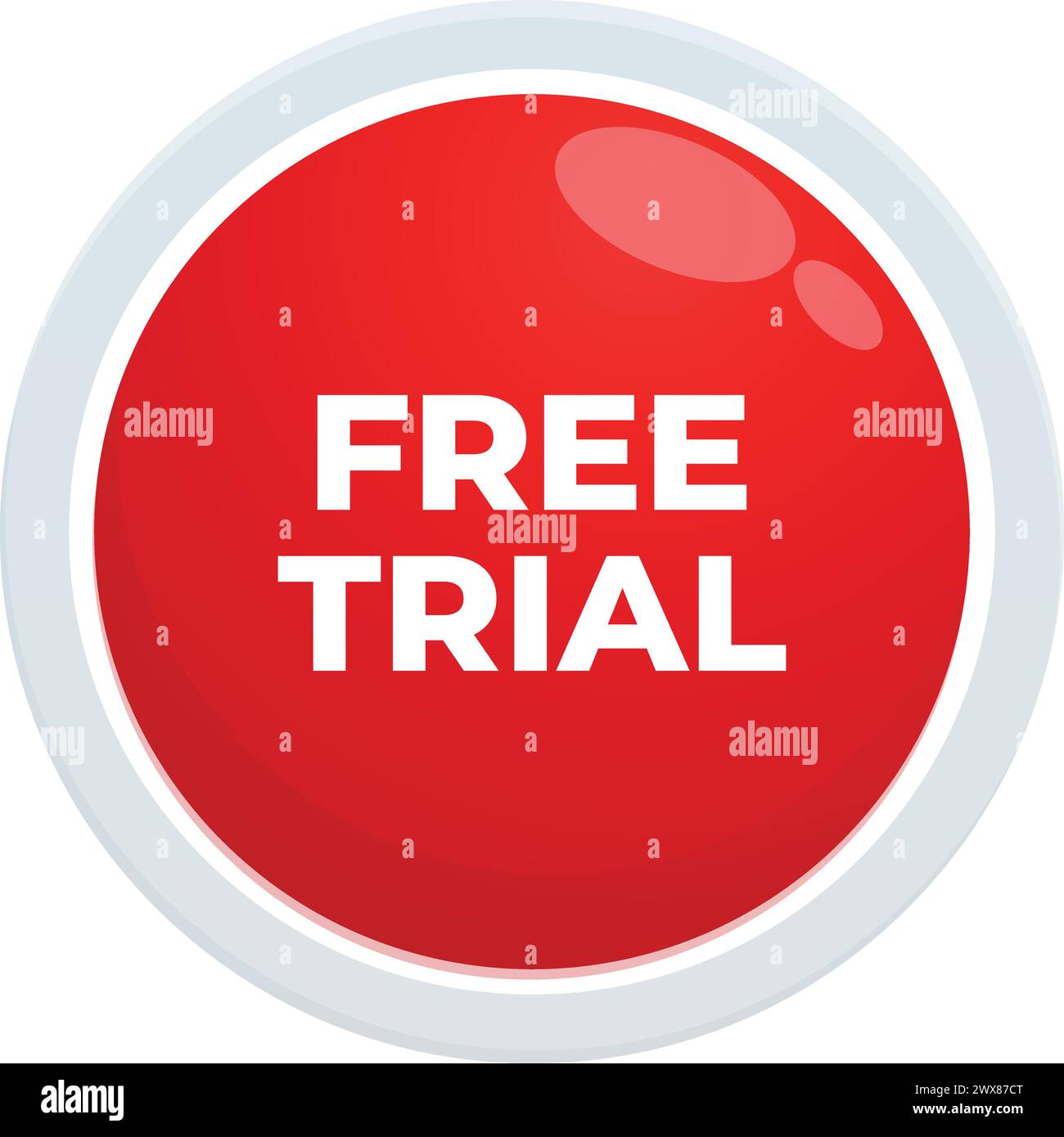 Free trial red button icon cartoon vector. Label tag sticker. Business ...