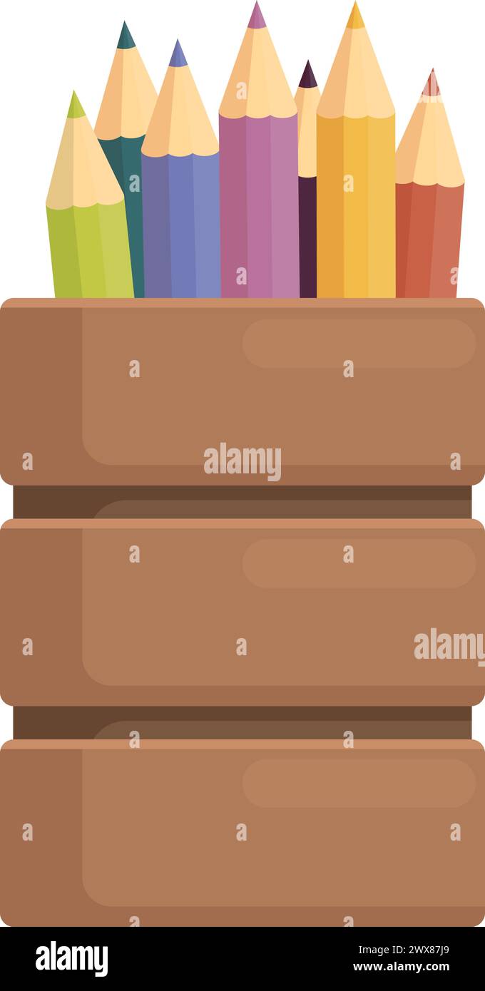 Child study pencils icon cartoon vector. Tool container. Texture ...