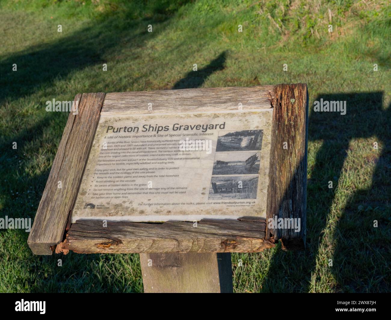 March 2024 - Information baord for the Purton Hulks, Ships graveyard in ...