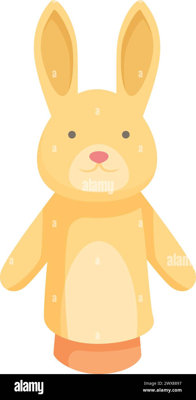Rabbit puppet doll icon cartoon vector. Cute actor handmade. Tale ...