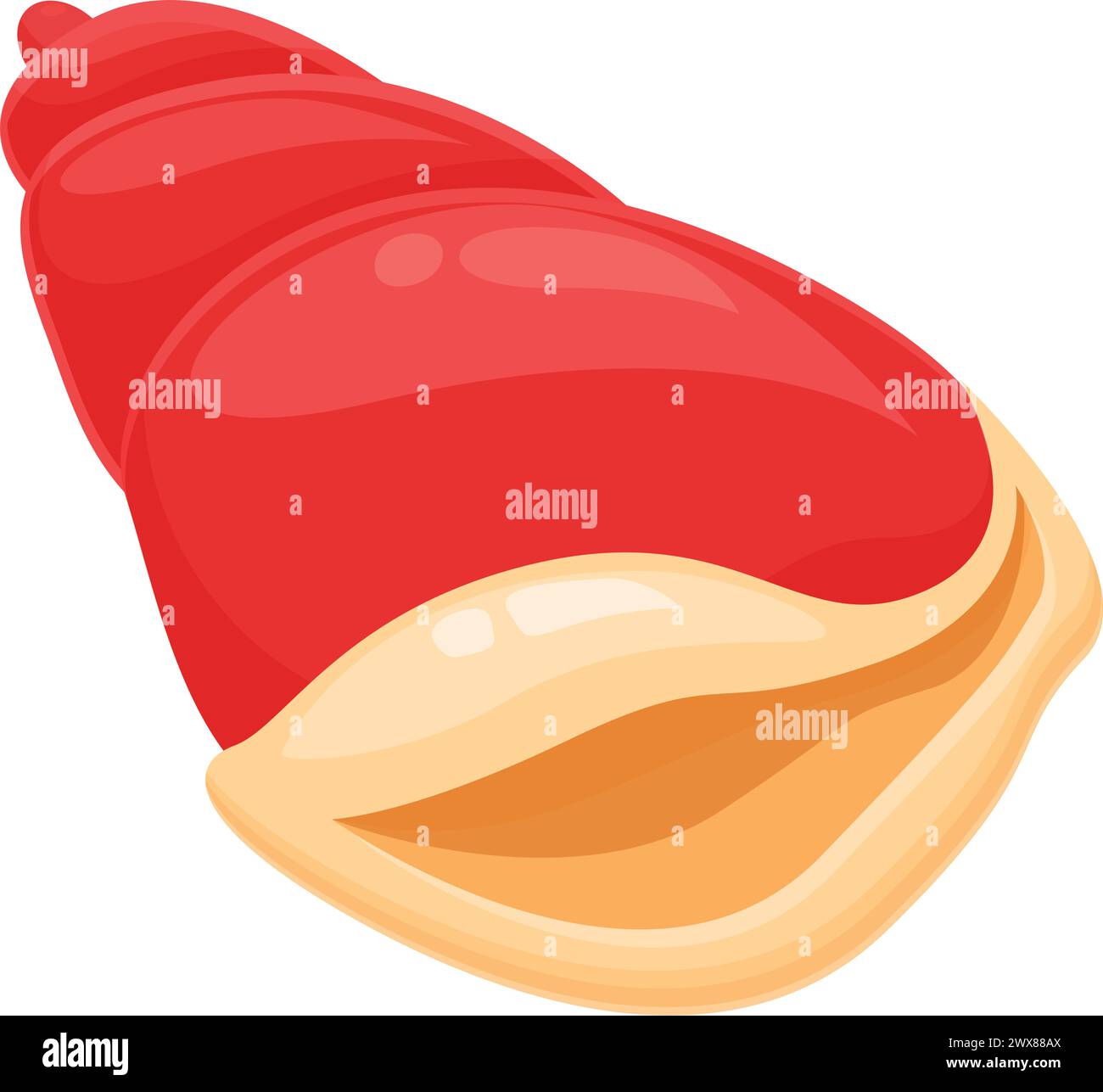 Red exterior conch icon cartoon vector. Colorful sea shell. Decorative ...