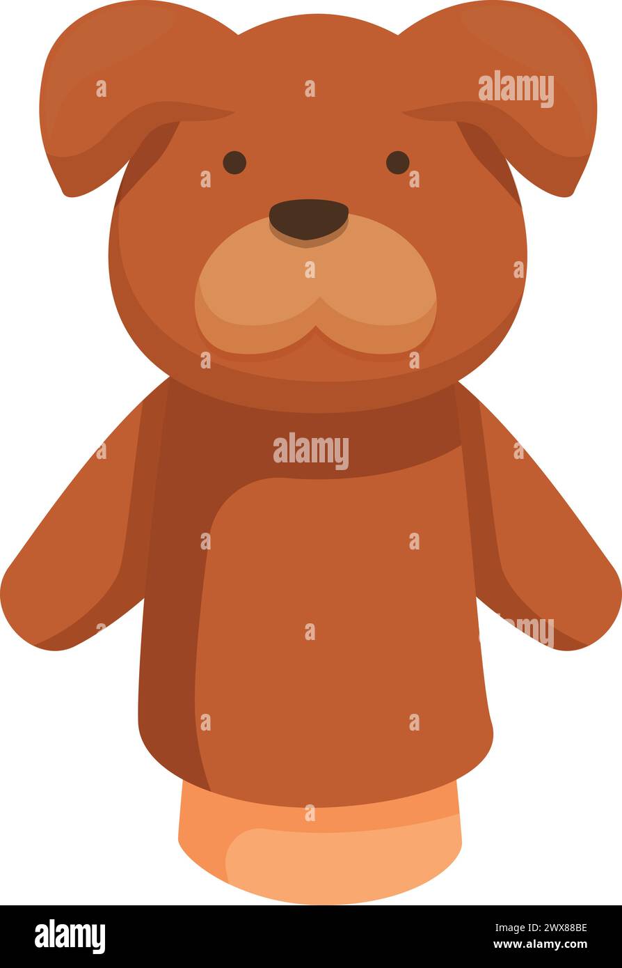 Dog puppet toy icon cartoon vector. Funny actor stage. Homemade ...
