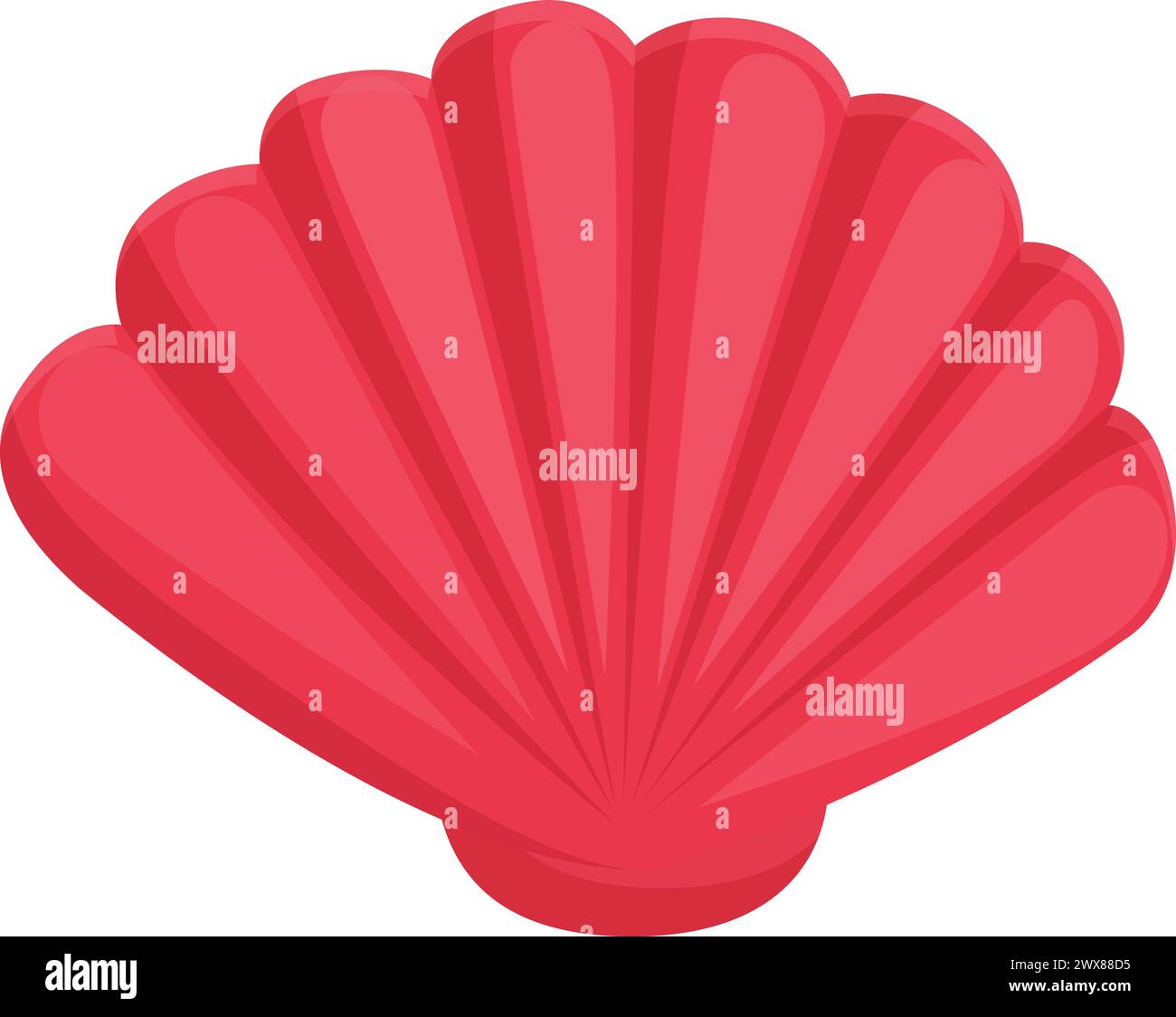 Red color sea shell icon cartoon vector. Pearl conch. Closed decoration ...