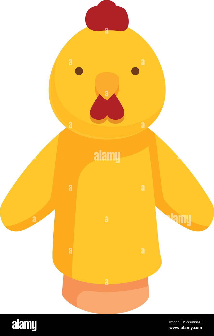 Gold chicken toy icon cartoon vector. Puppet doll. Happy actor handle ...