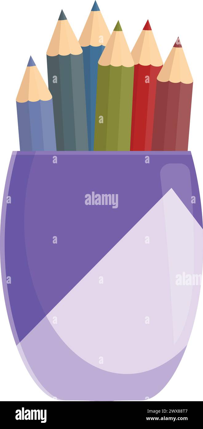 Glass pencil color icon cartoon vector. Office stand. Paint colorful ...