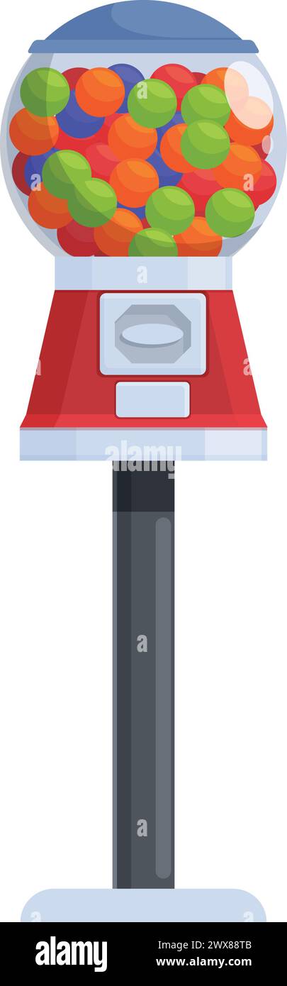 Stand vending machine icon cartoon vector. Bubblegum equipment. Candy ...
