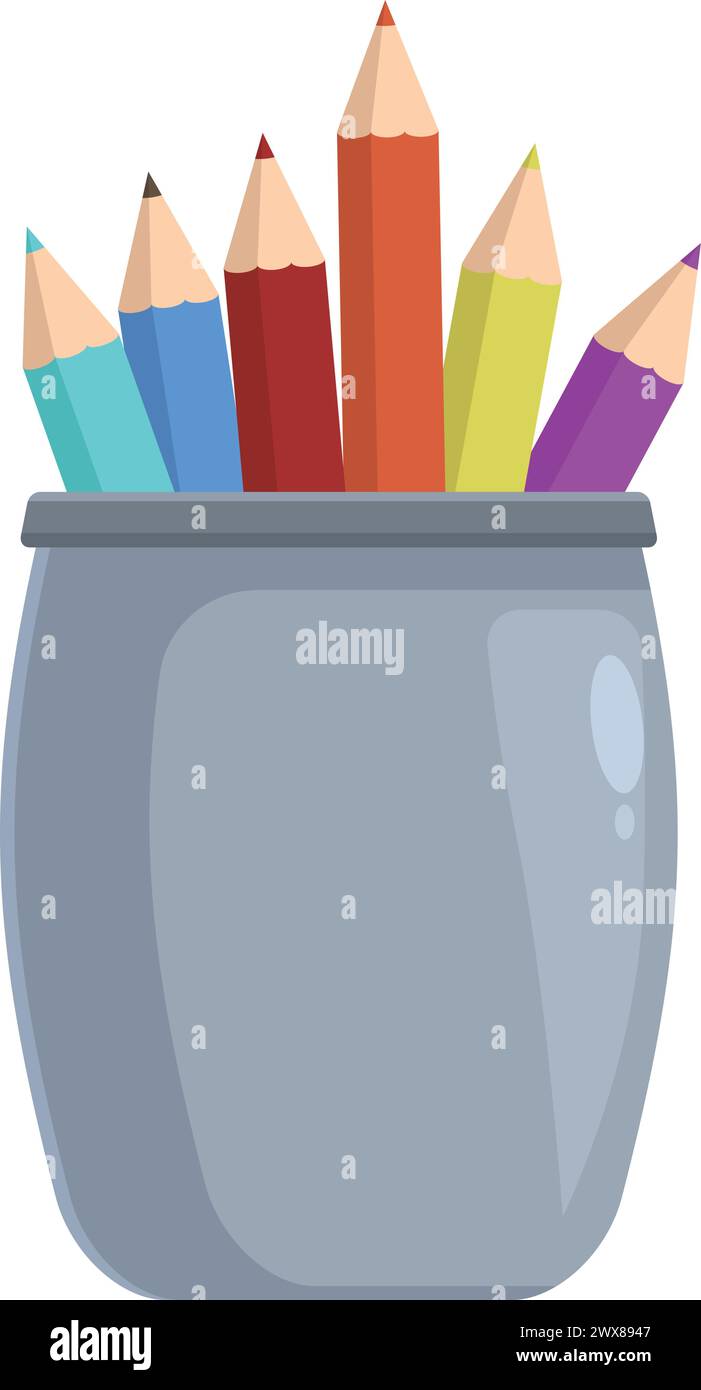 Child pencil stand icon cartoon vector. Draw paint. Home work design ...