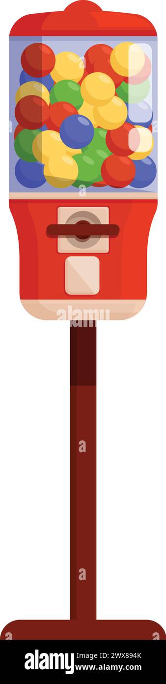 Stand bubblegum machine icon cartoon vector. Retro fun. Slot equipment ...