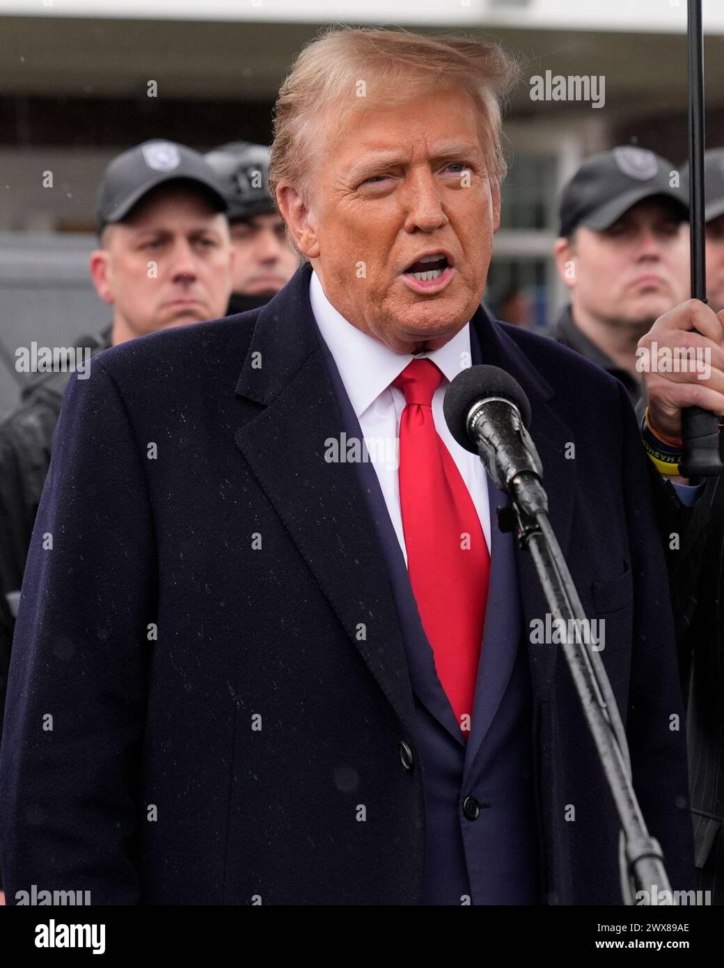 Former President Donald Trump speaks during a news conference after ...