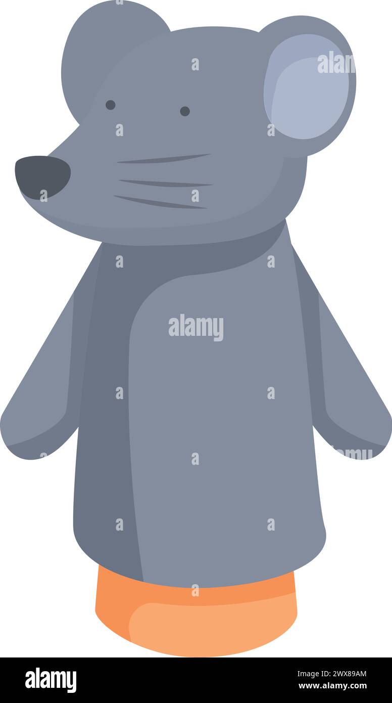 Grey mouse doll icon cartoon vector. Puppet toy theatre. Character ...