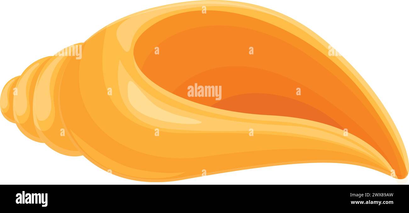 Golden sea shell icon cartoon vector. Dinner meal animal. Conch nature ...