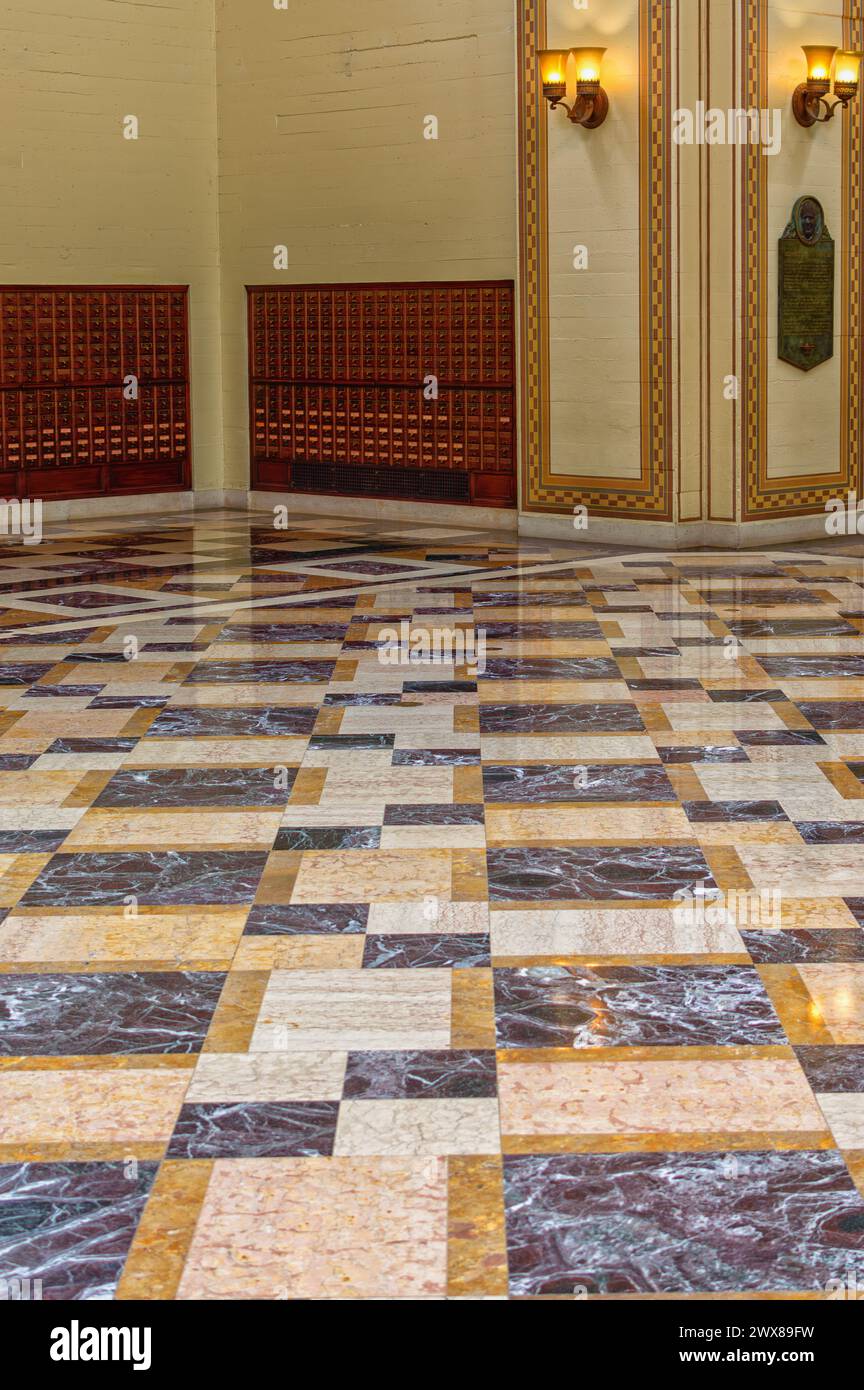 Floor, tiles, and walls of the rotunda inside the Los Angeles Central ...