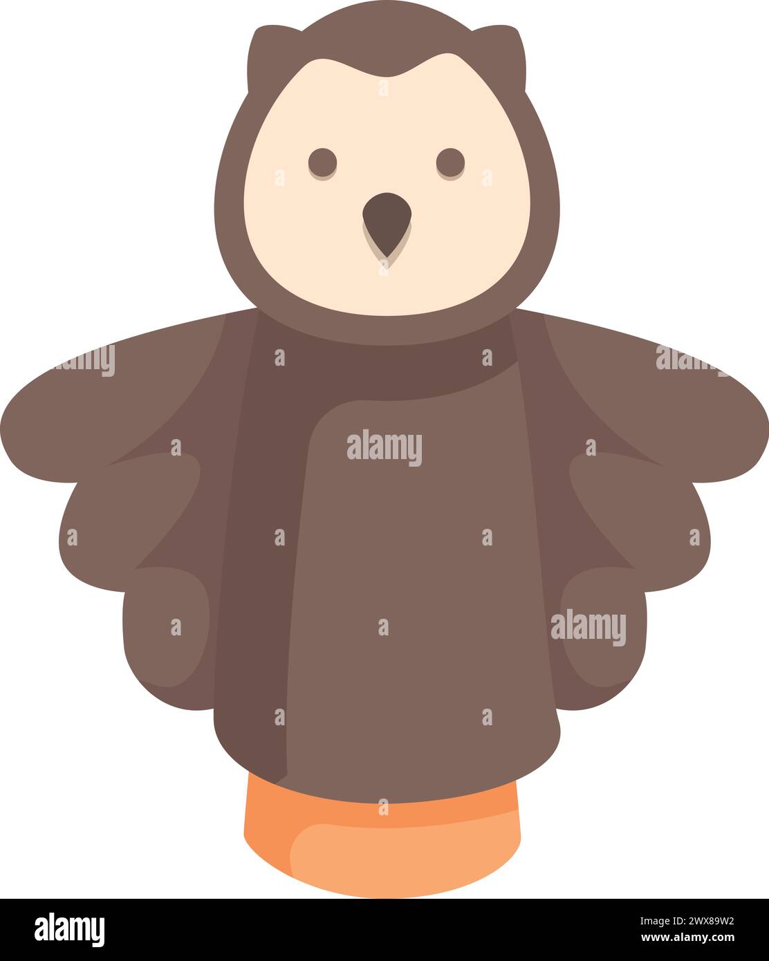 Cute owl doll icon cartoon vector. Funny puppet toy. Play theatre stage ...