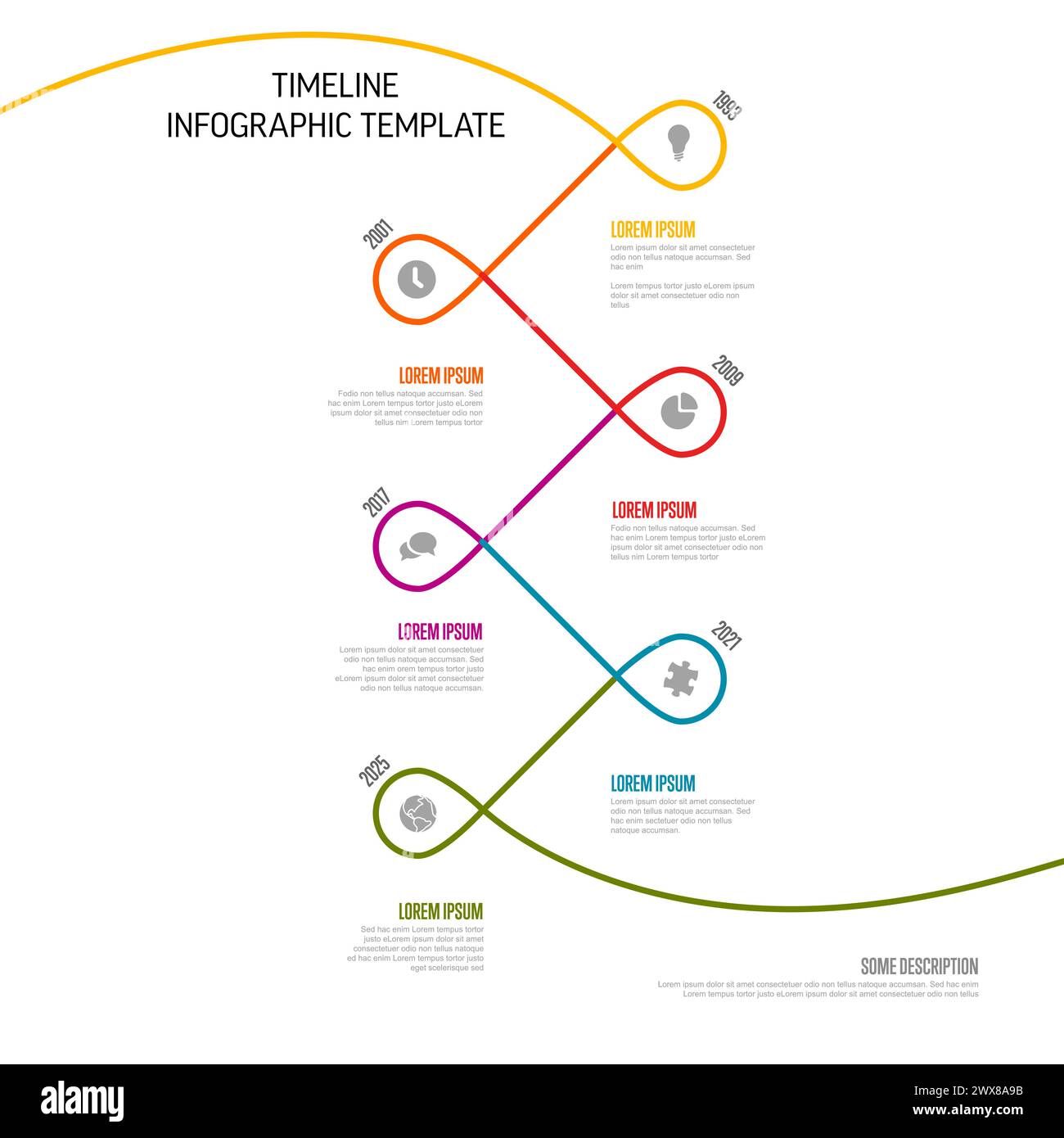 Vector Infographic Company Milestones curved Timeline with twirl ...