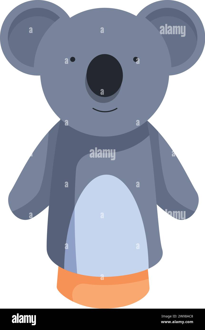 Grey koala puppet toy icon cartoon vector. Stage handle doll. Actor ...