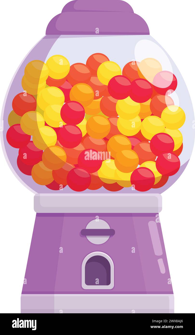 Vending machine icon cartoon vector. Bubblegum food. Sweet fun candy ...