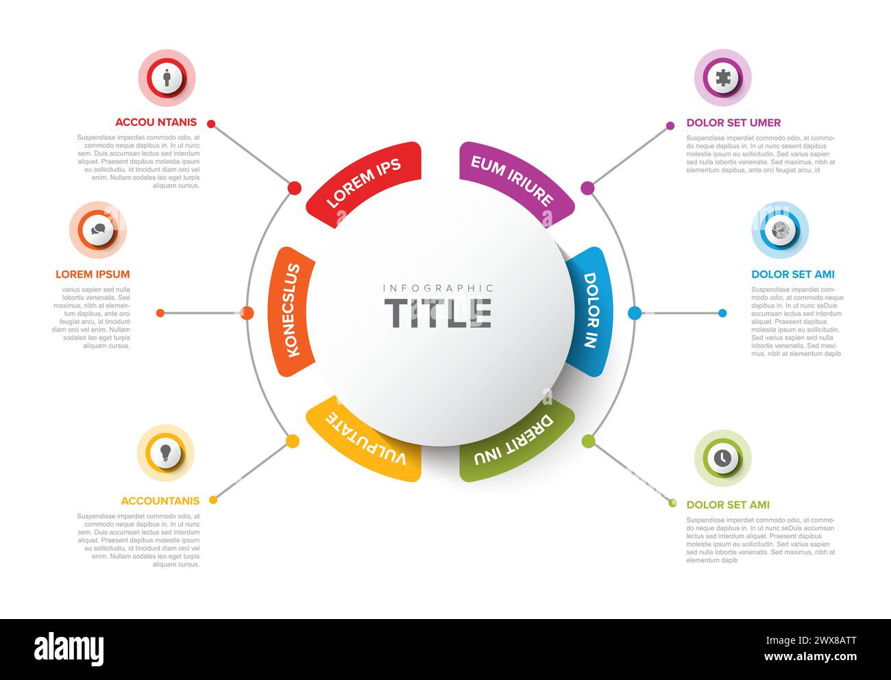 Simple Colorful Circular Infographic Design Template with six element ...