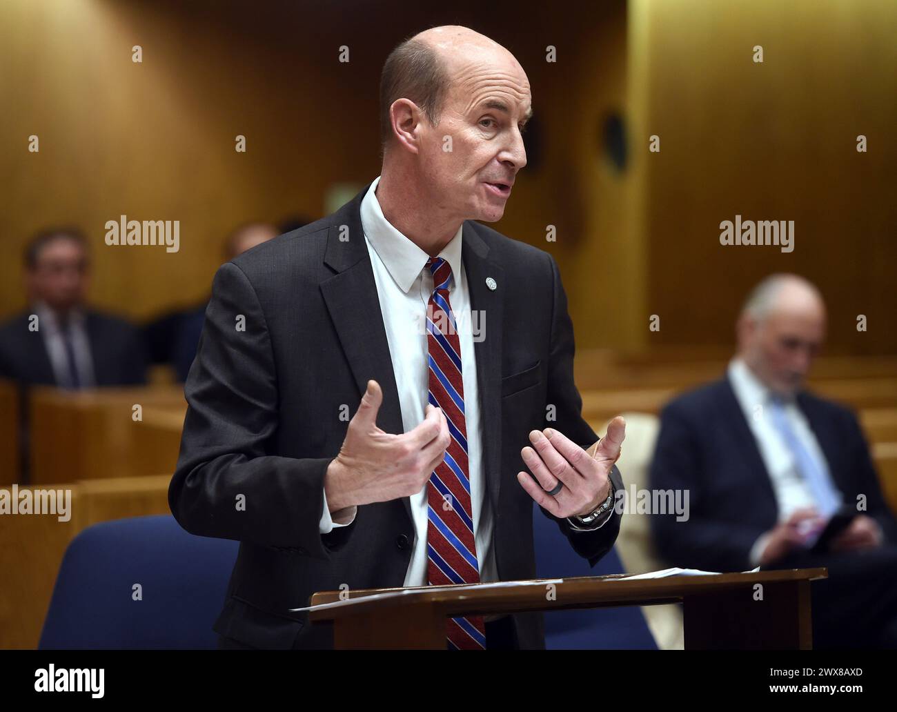 State's Attorney John Doyle speaks during a hearing for four former ...