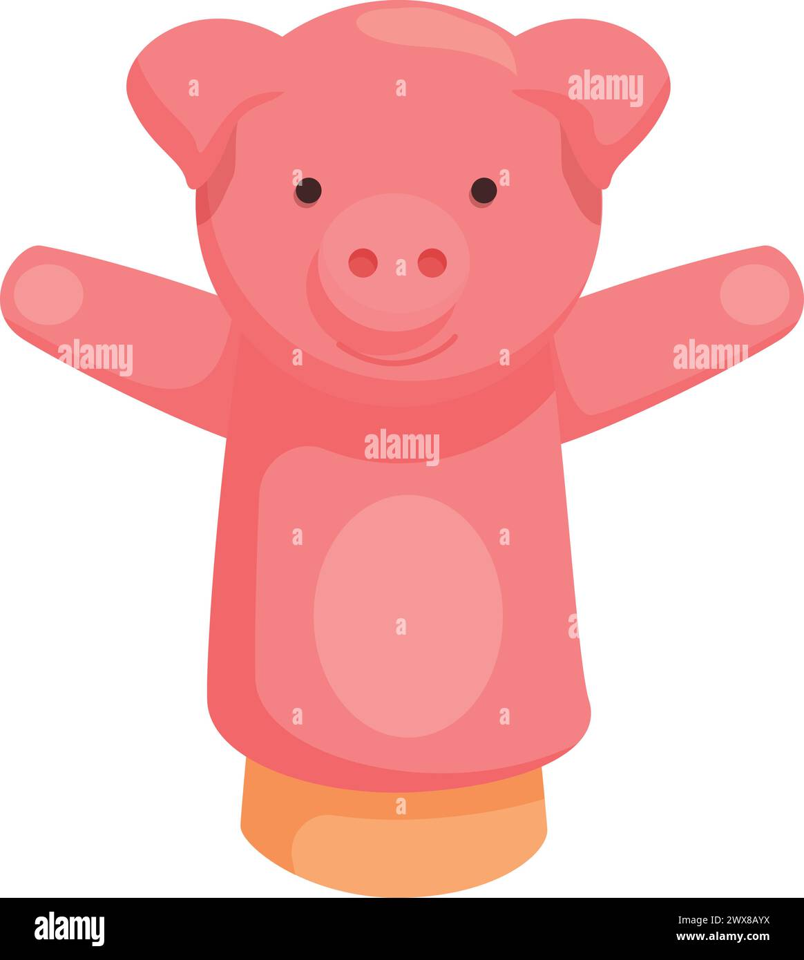 Pink funny pig doll icon cartoon vector. Hand puppet animal. Actor ...