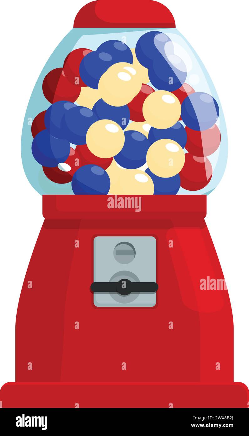 Red color bubblegum machine icon cartoon vector. Small equipment. Slot ...