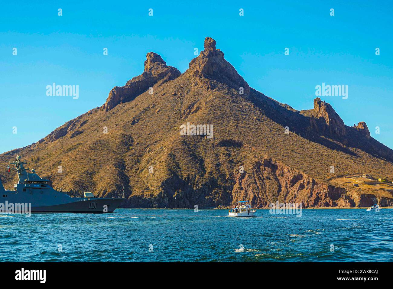 Cerro Tetakawi in the bay in Punta Cautin and Punta Doble in San Carlos ...